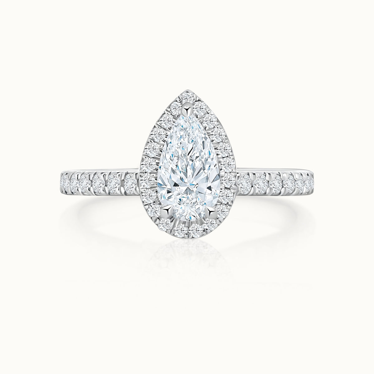 Kate Diamond Halo Pear .74 ct – Pampillonia Jewelers