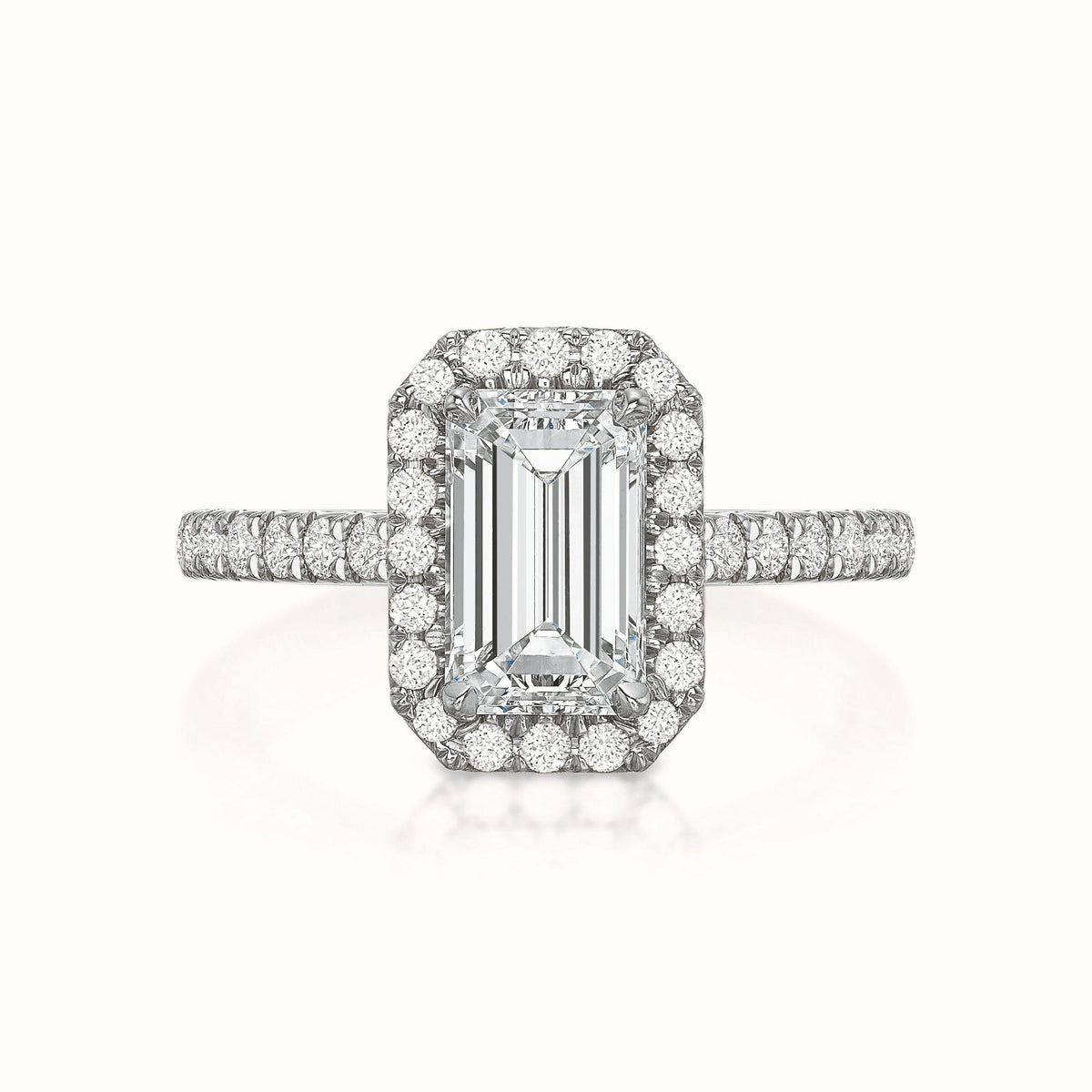 Kate Diamond Halo Emerald Cut – Pampillonia Jewelers